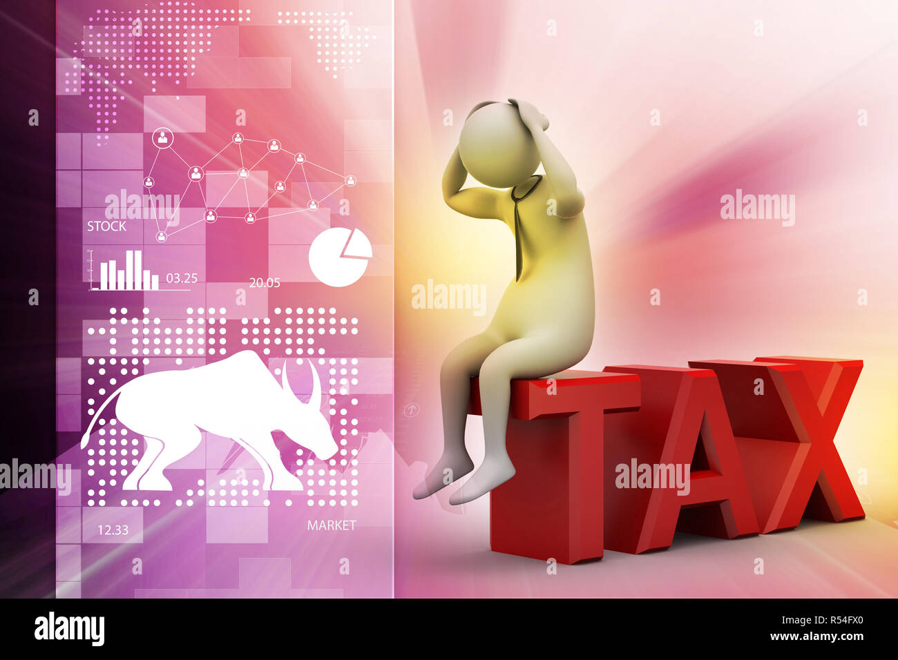 3d man in tax problem Stock Photo - Alamy