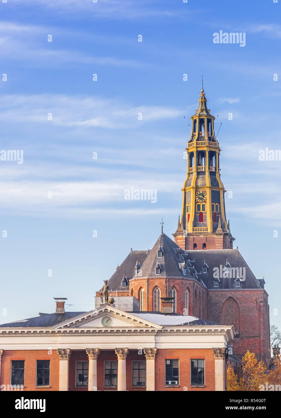 Historic Aa-kerk church at the fish market in Groningen, Netherlands ...