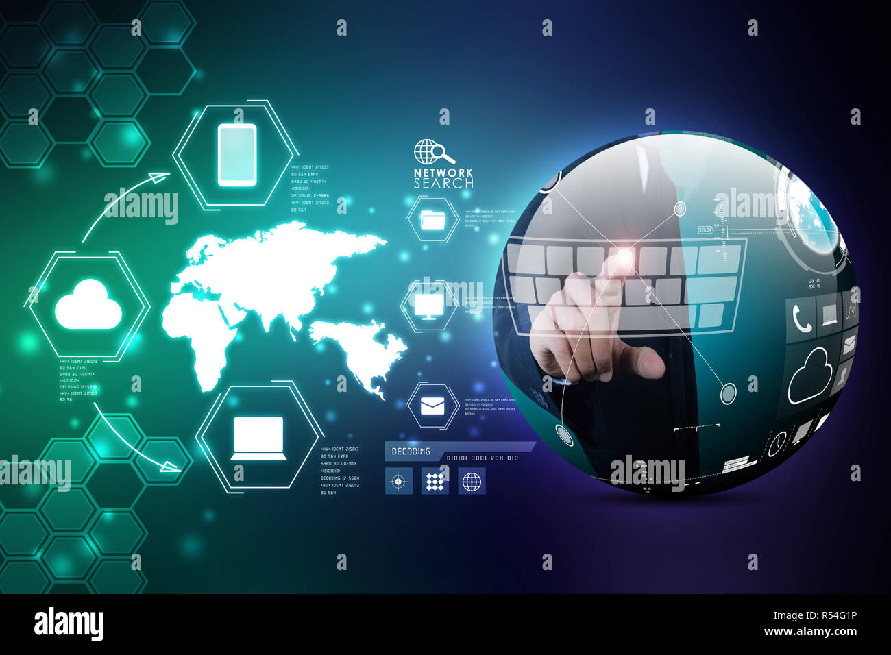 Digital globe in color background Stock Photo - Alamy