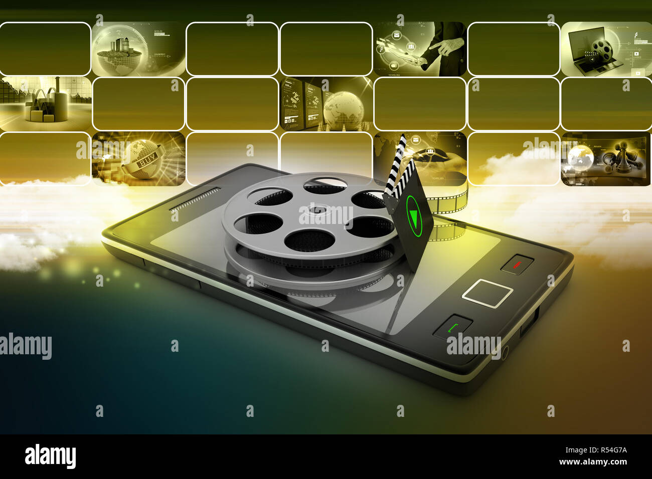 Smart phone with reel Stock Photo - Alamy