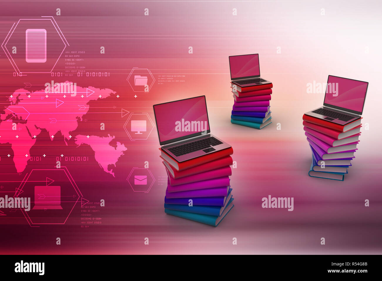 Books and laptop Stock Photo - Alamy