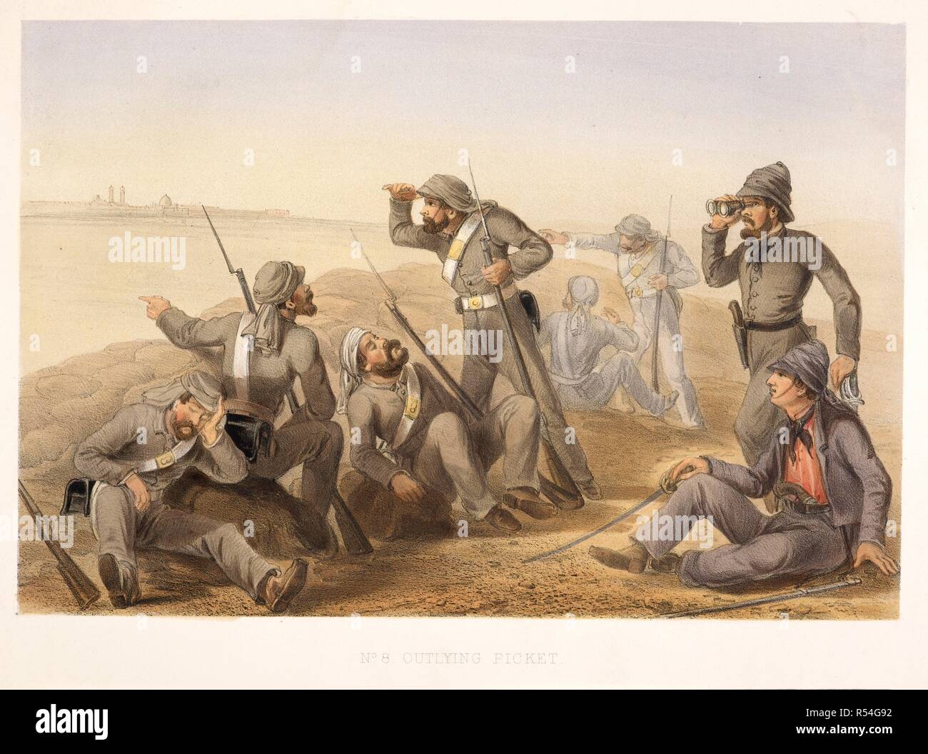 Outlying picket. The Campaign in India 1857 - 1858. Day & Son: London, 1859. Source: 1781.c.8 ...
