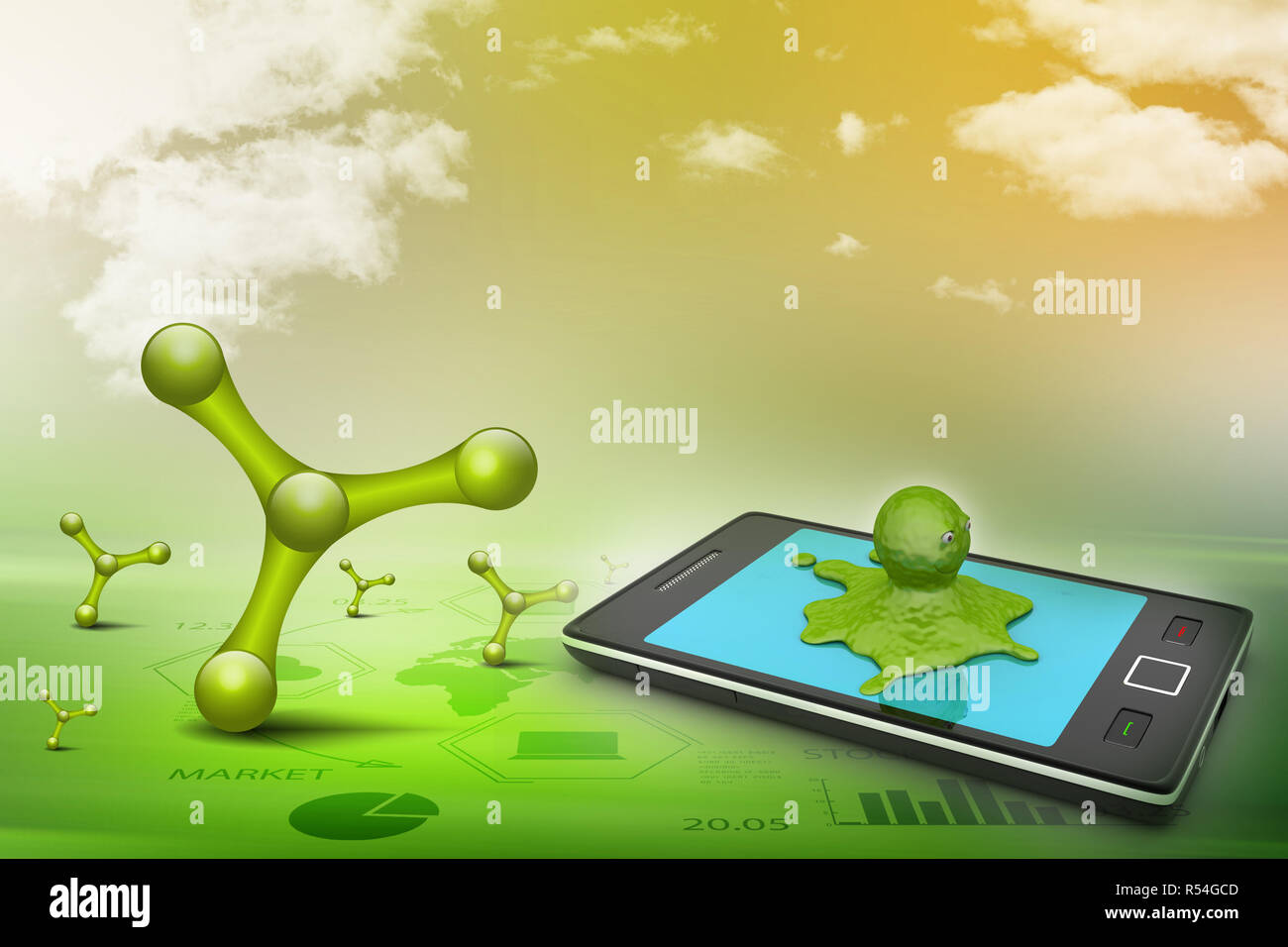 Octopus in smart phone Stock Photo - Alamy