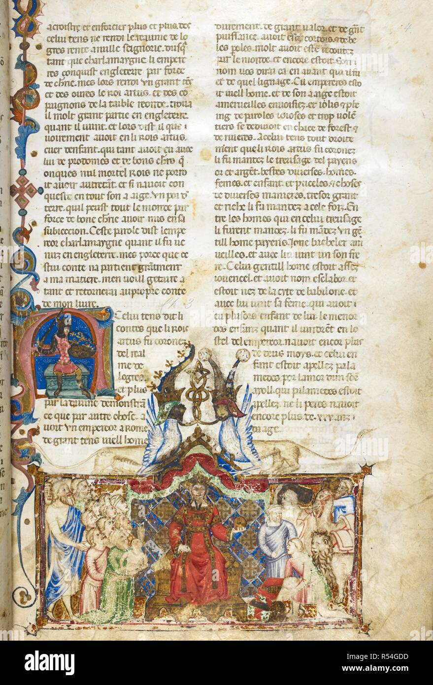 Louis of Tarantino, King of Naples, enthroned. Above him a knot ...