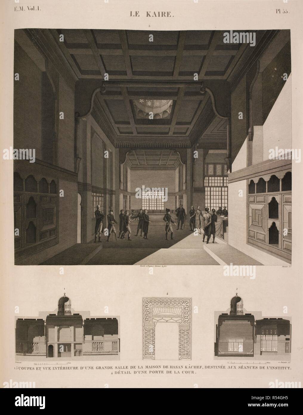 Illustration of a building in Cairo. Le Kaire. A room interior ...