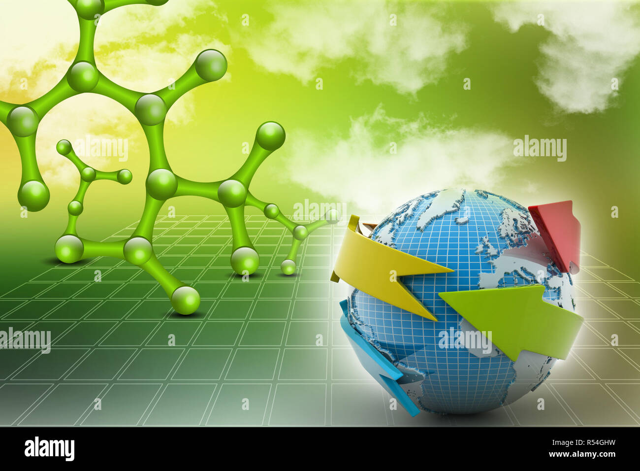 Earth with arrow circle around Stock Photo - Alamy