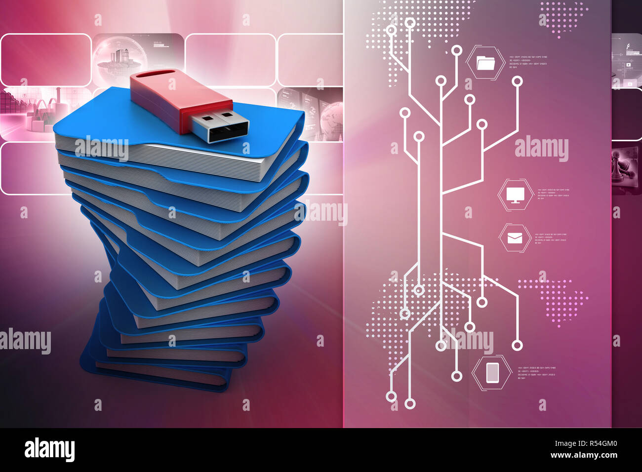 Usb drive with file folder Stock Photo - Alamy