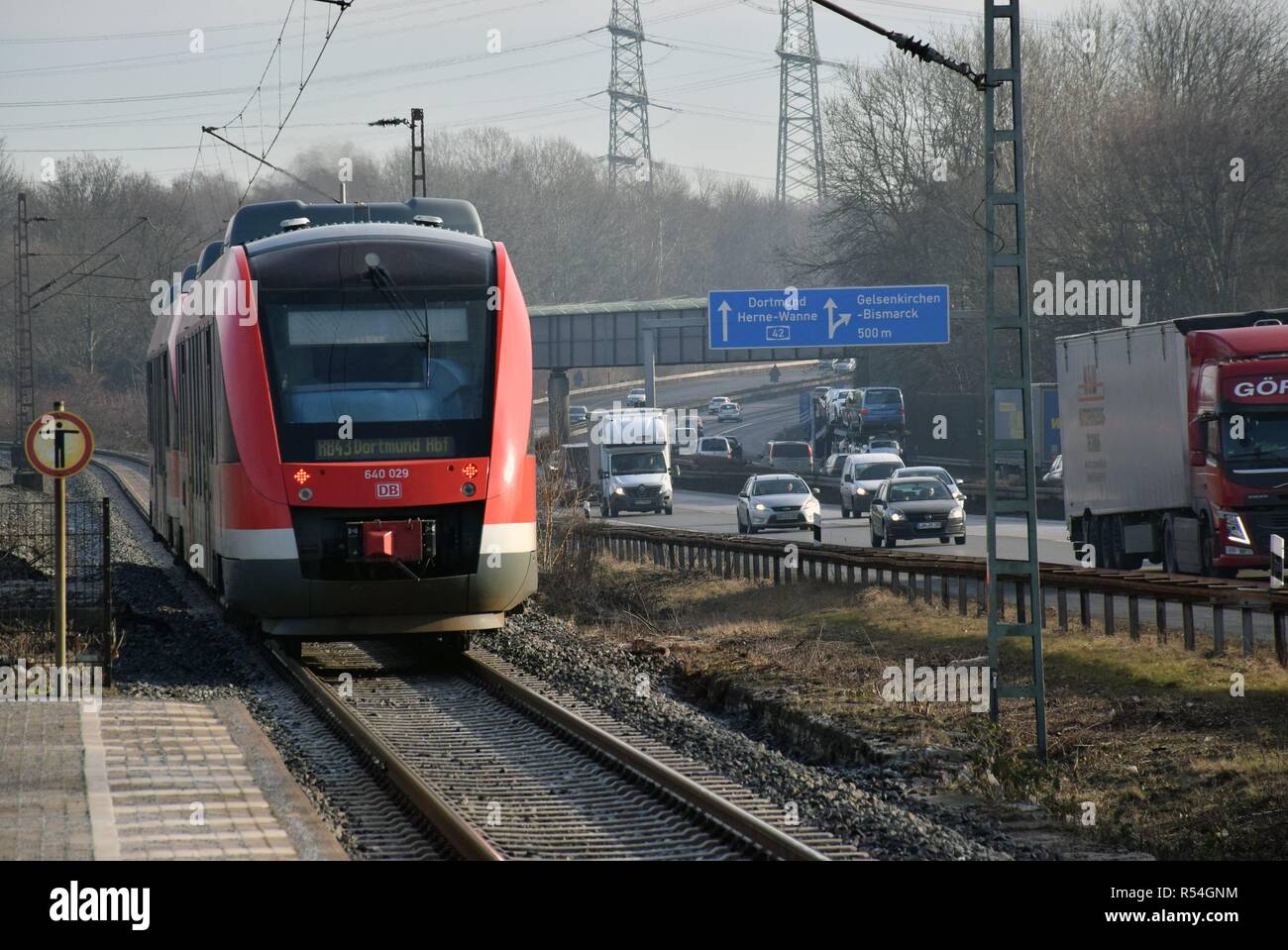 Train by motorway hi-res stock photography and images - Alamy