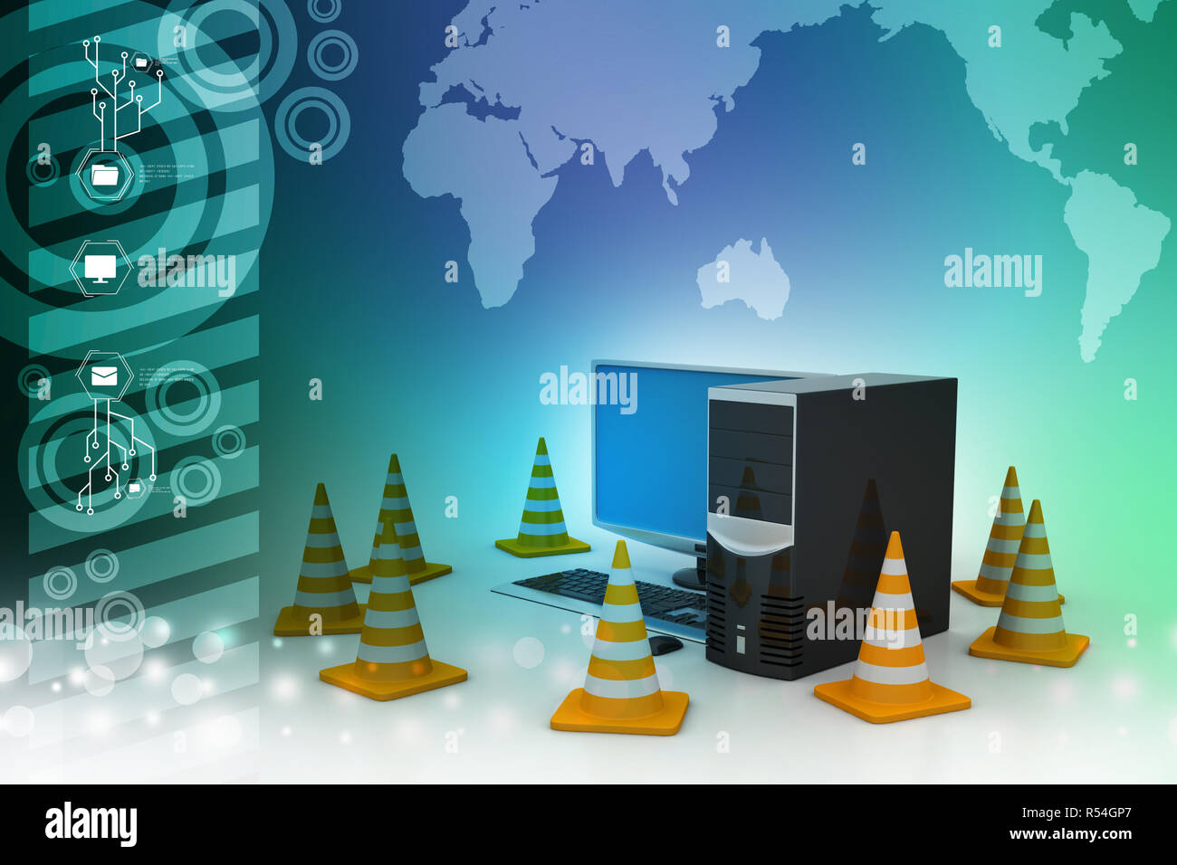 Computer with traffic sign Stock Photo - Alamy