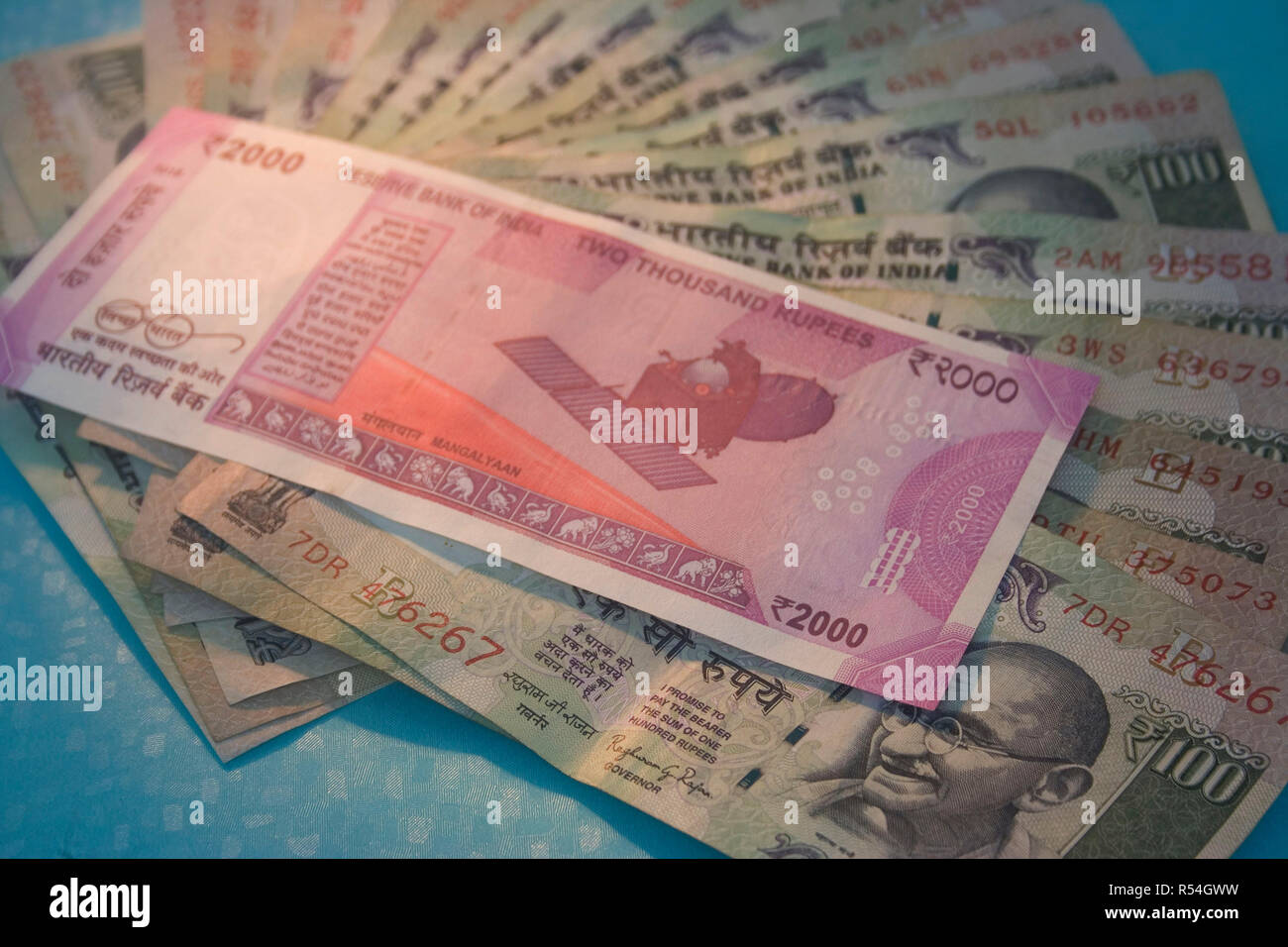 Close-Up Indian Money Rupee Banknote 2000 thousand Nobody Stock Photo ...