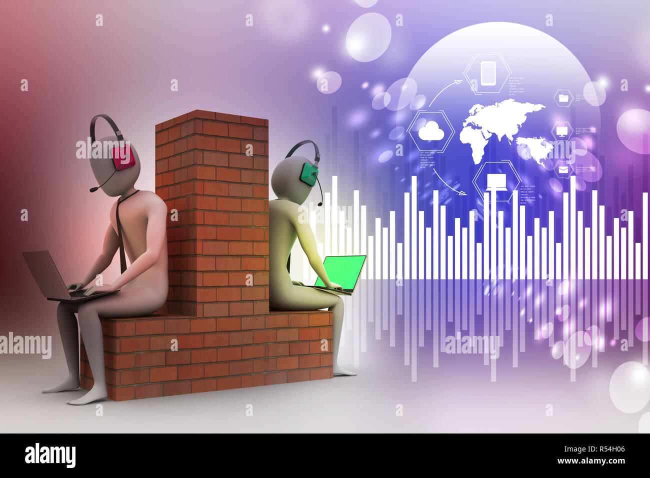 3d people working in laptop Stock Photo - Alamy