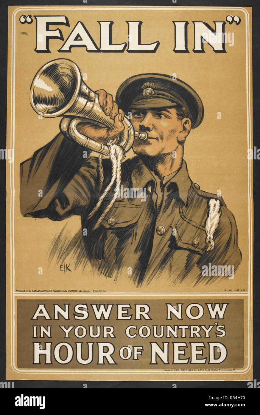 "Fall in".' Answer now in your country's hour of need'. Recruitment ...