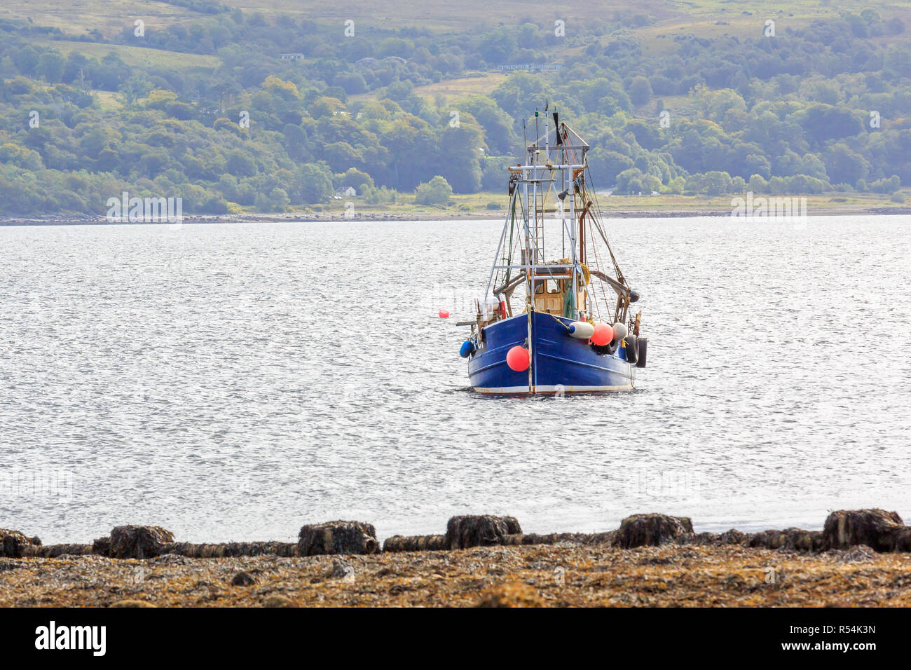 Fishing boat moored on Loch Long Scotland Stock Photo - Alamy
