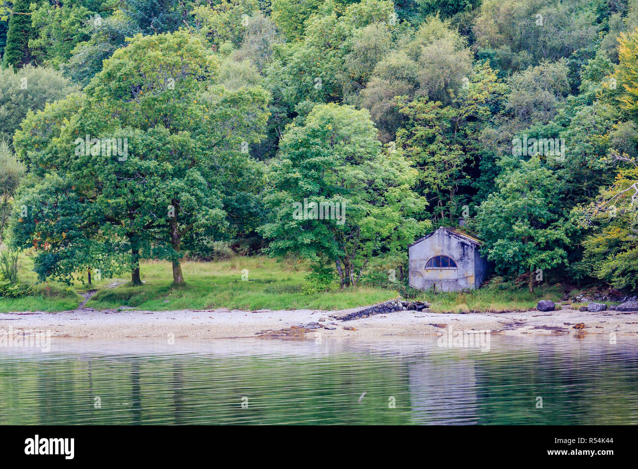 Boat house at the side of Loch Long Scotland Stock Photo - Alamy