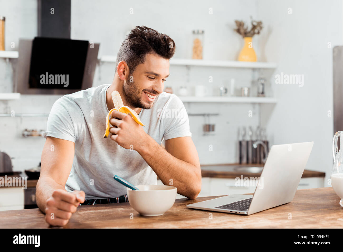 Man eating banana hi-res stock photography and images - Alamy