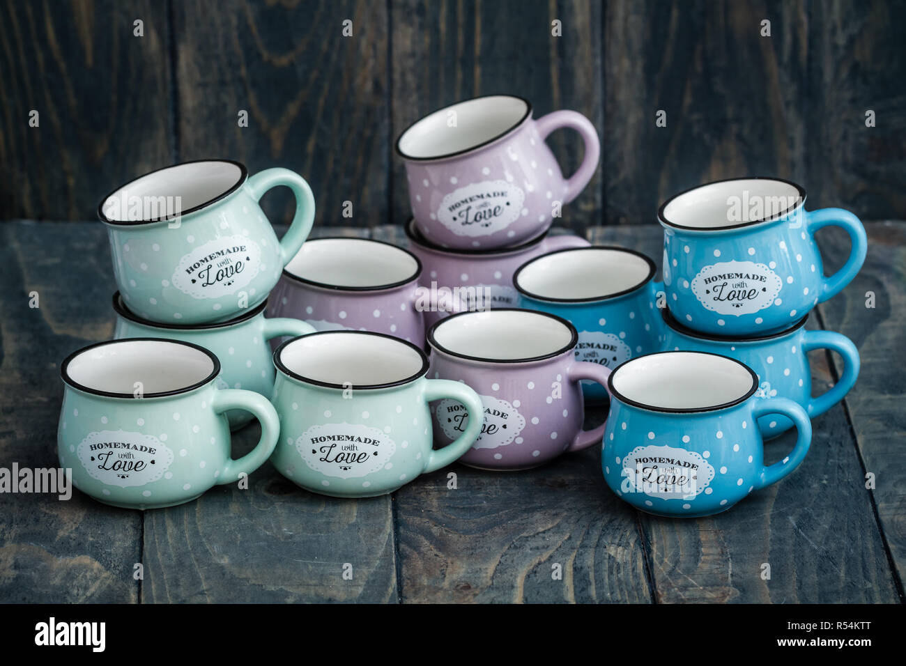 Colorful Ceramic Mugs with Enamel Look Stock Photo - Alamy