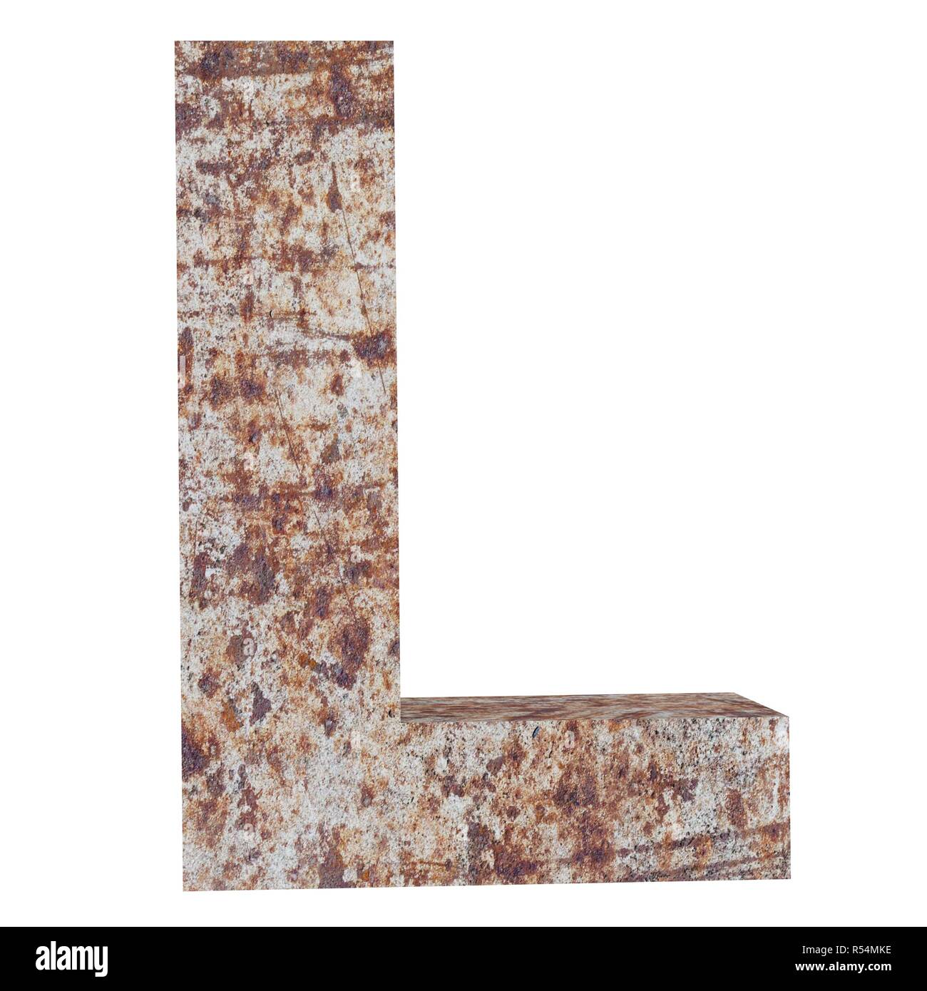 Conceptual old rusted meta capital letter -L, iron or steel industry ...