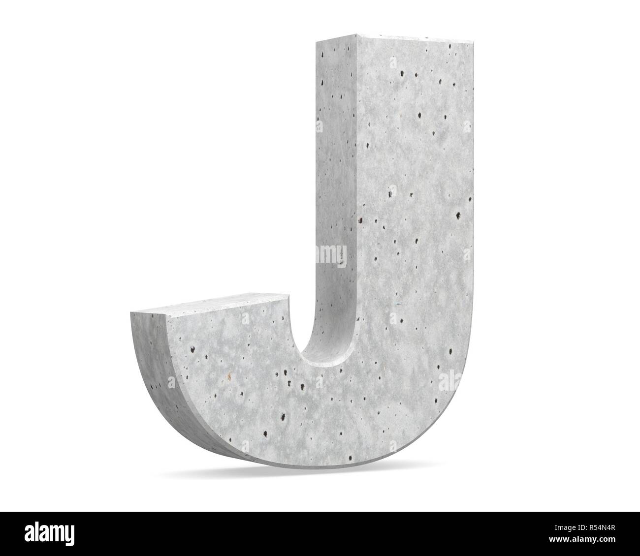 Concrete Capital Letter - J isolated on white background . 3D render ...