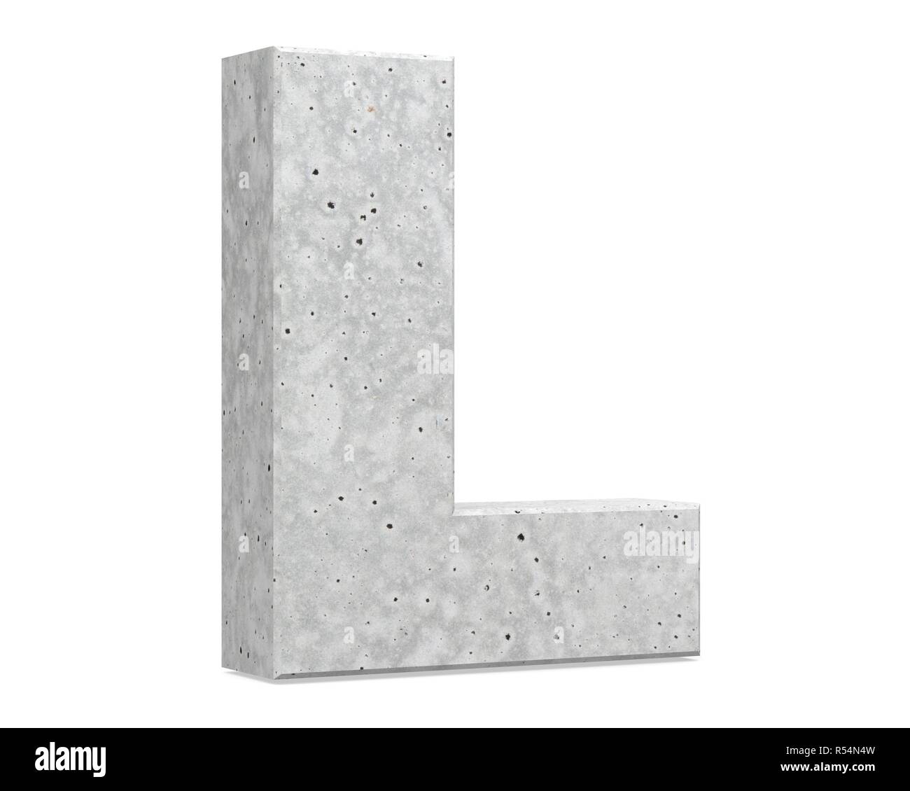 Concrete Capital Letter - L isolated on white background . 3D render ...
