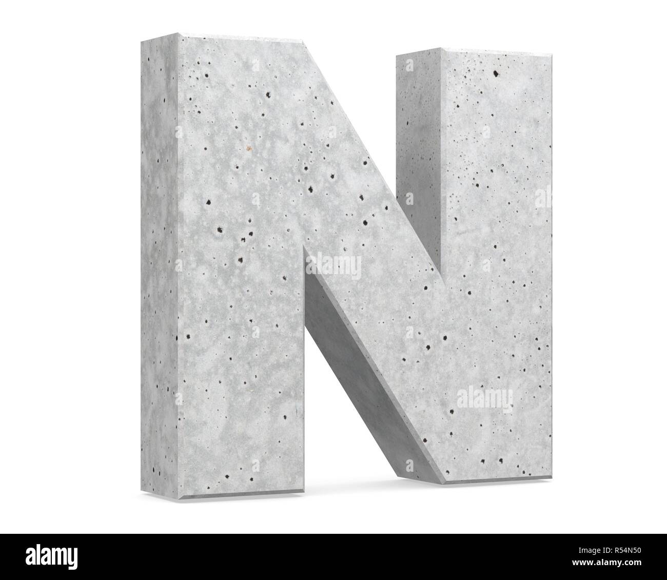 Concrete Capital Letter - N isolated on white background . 3D render ...