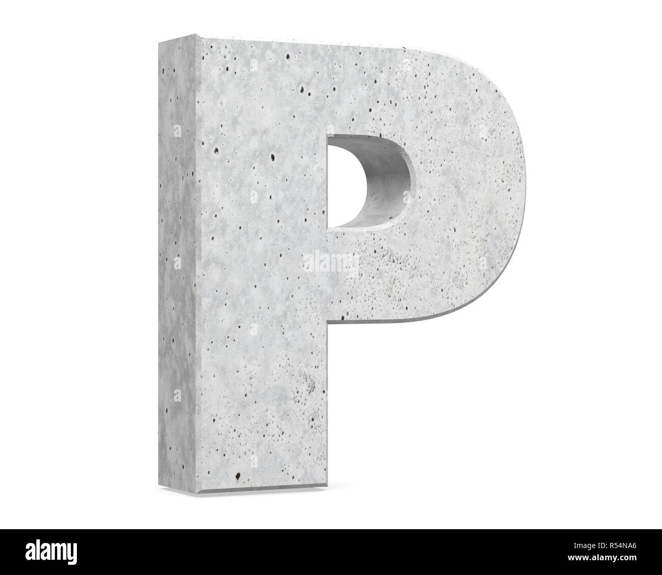Concrete Capital Letter - P isolated on white background . 3D render ...