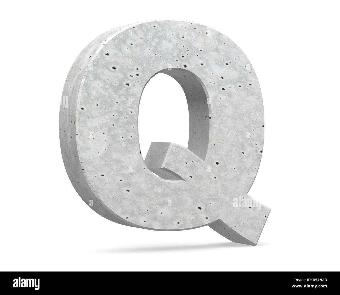 Concrete Capital Letter - Q isolated on white background . 3D render ...