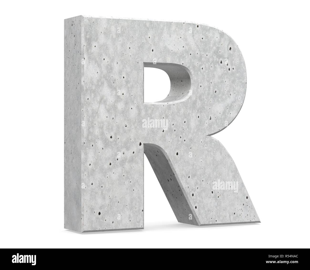 Concrete Capital Letter - R isolated on white background . 3D render ...