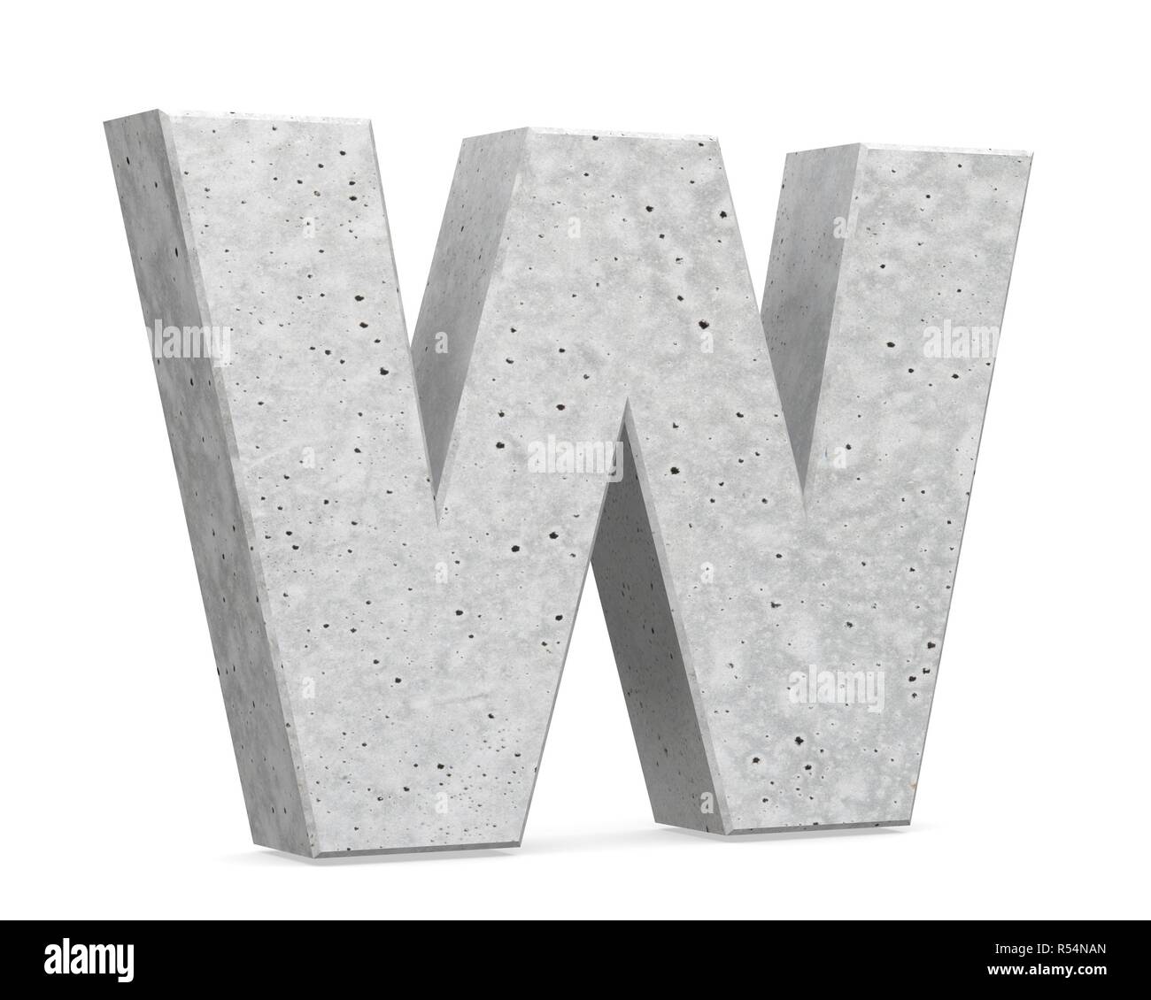 Concrete Capital Letter - W isolated on white background . 3D render ...