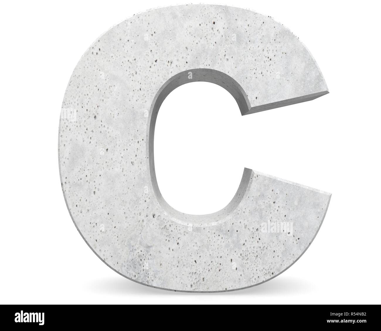 Concrete Capital Letter - C isolated on white background . 3D render ...