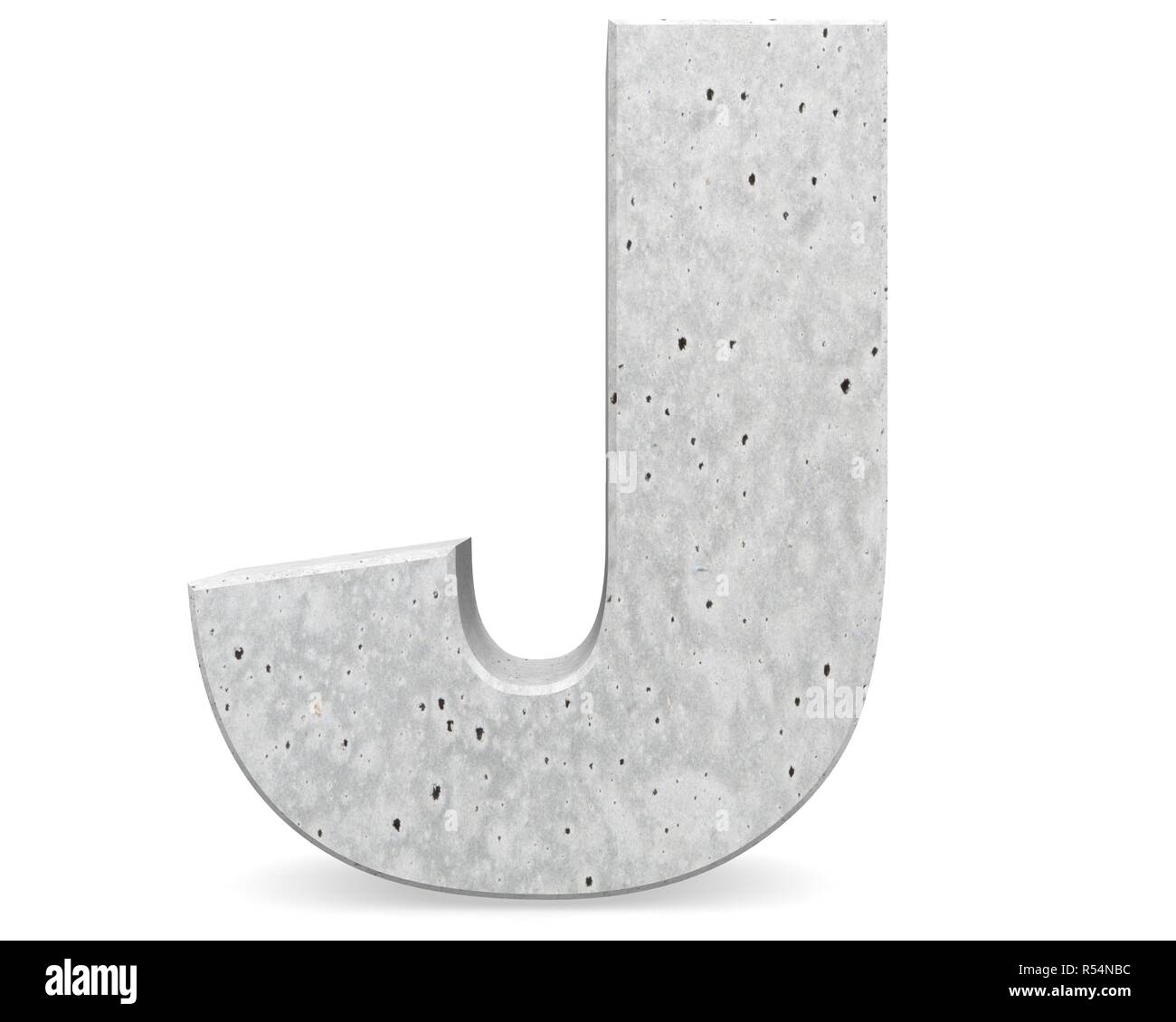 Concrete Capital Letter - J isolated on white background . 3D render ...