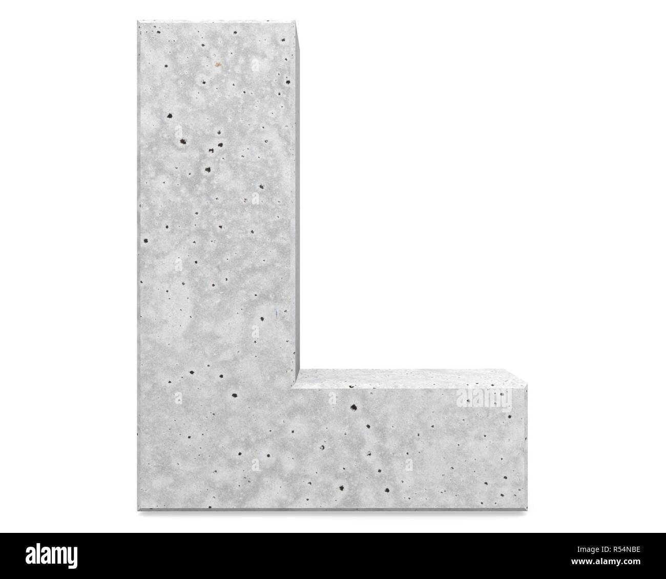 Concrete Capital Letter - L isolated on white background . 3D render ...