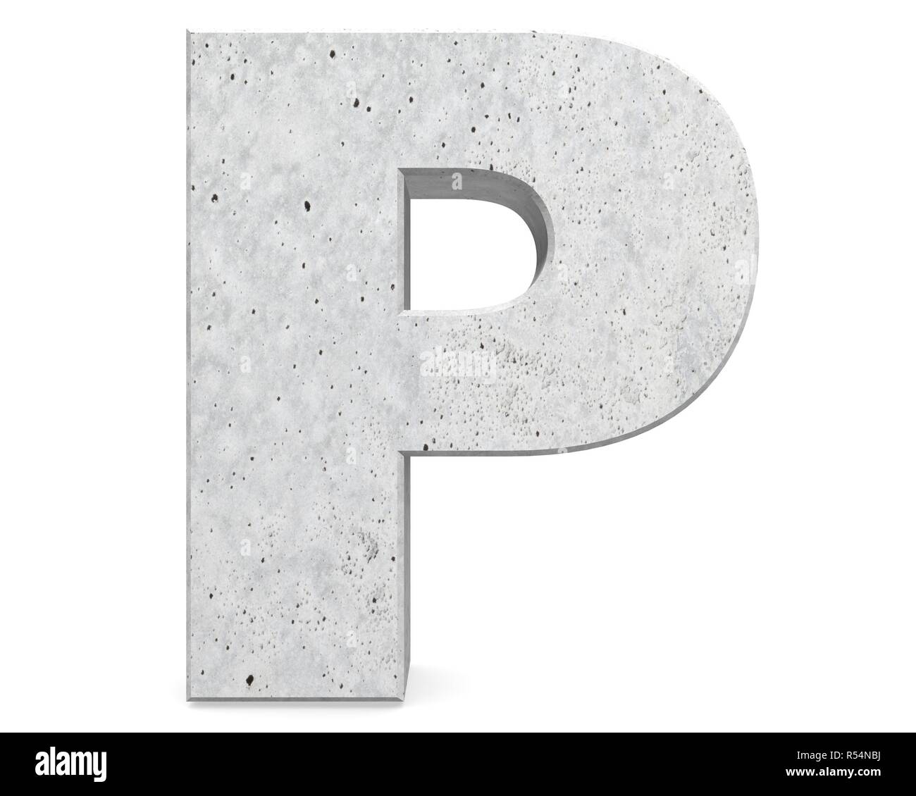 Concrete Capital Letter - P isolated on white background . 3D render ...
