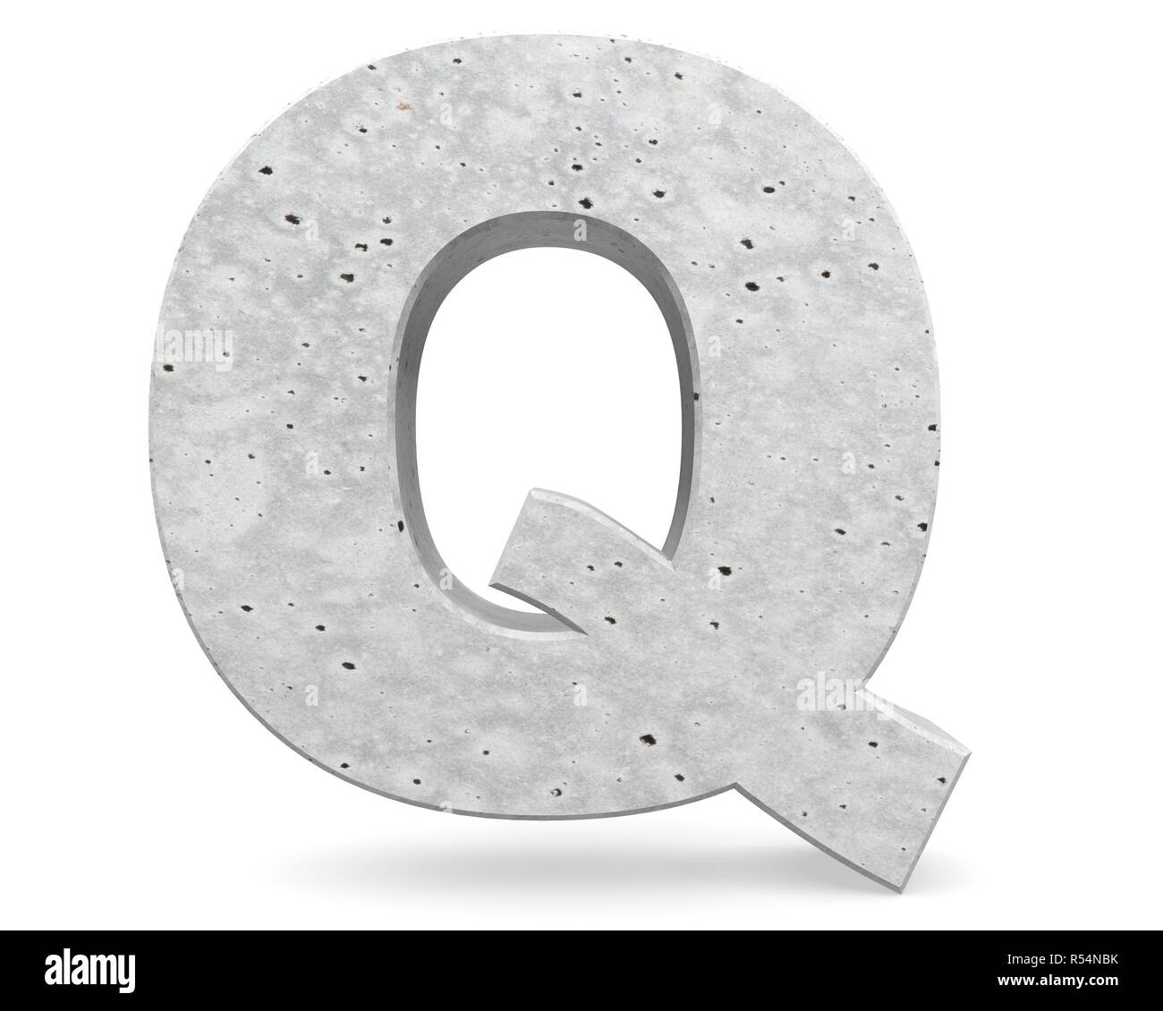 Concrete Capital Letter - Q isolated on white background . 3D render ...