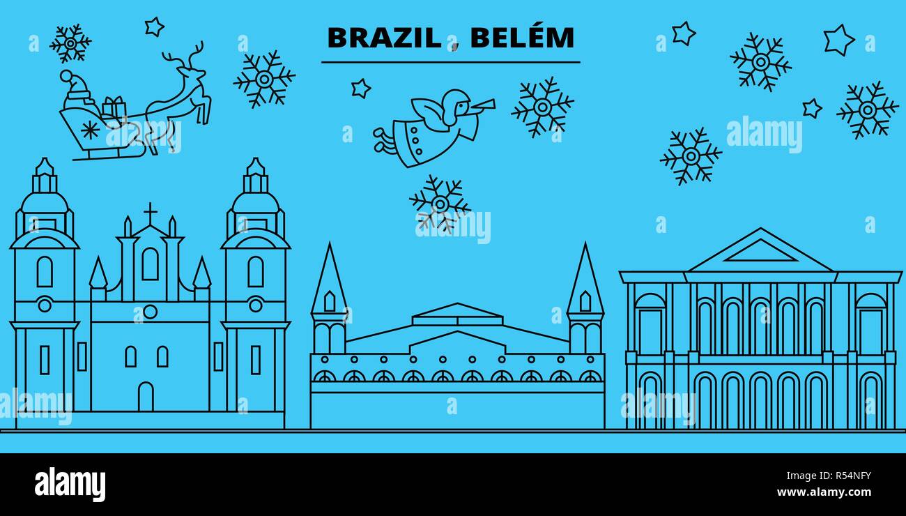 Brazil, Belem winter holidays skyline. Merry Christmas, Happy New Year ...