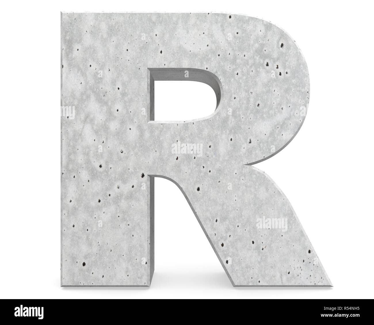 Concrete Capital Letter - R isolated on white background . 3D render ...