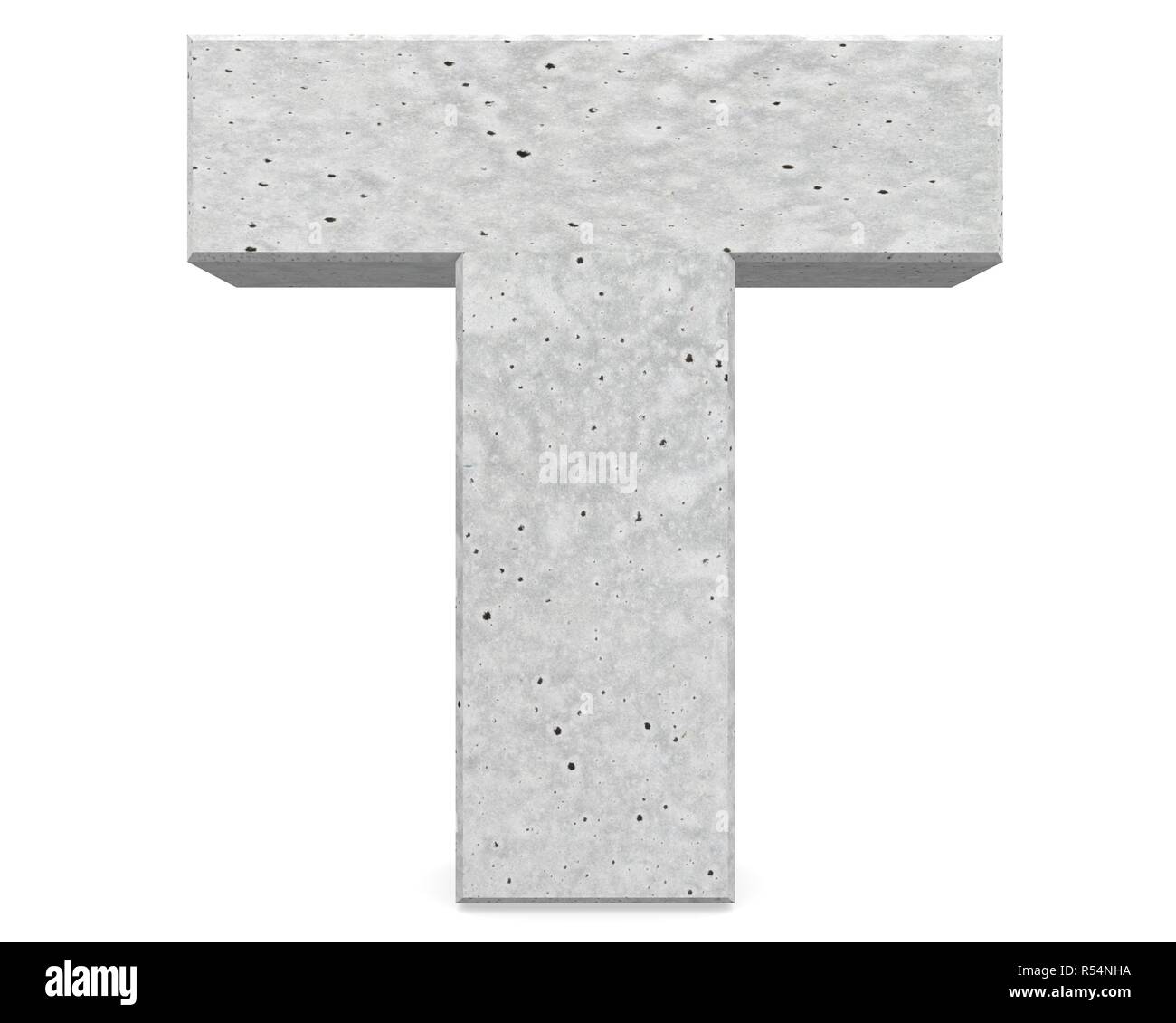 Concrete Capital Letter - T isolated on white background . 3D render ...
