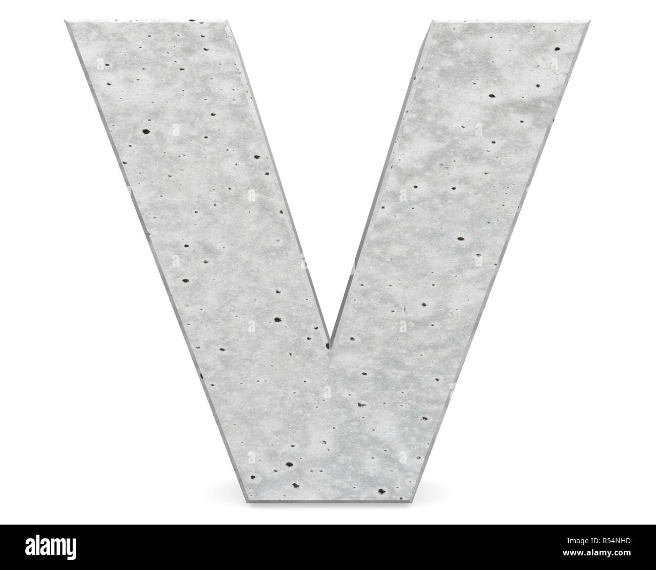 Concrete Capital Letter - V isolated on white background . 3D render ...