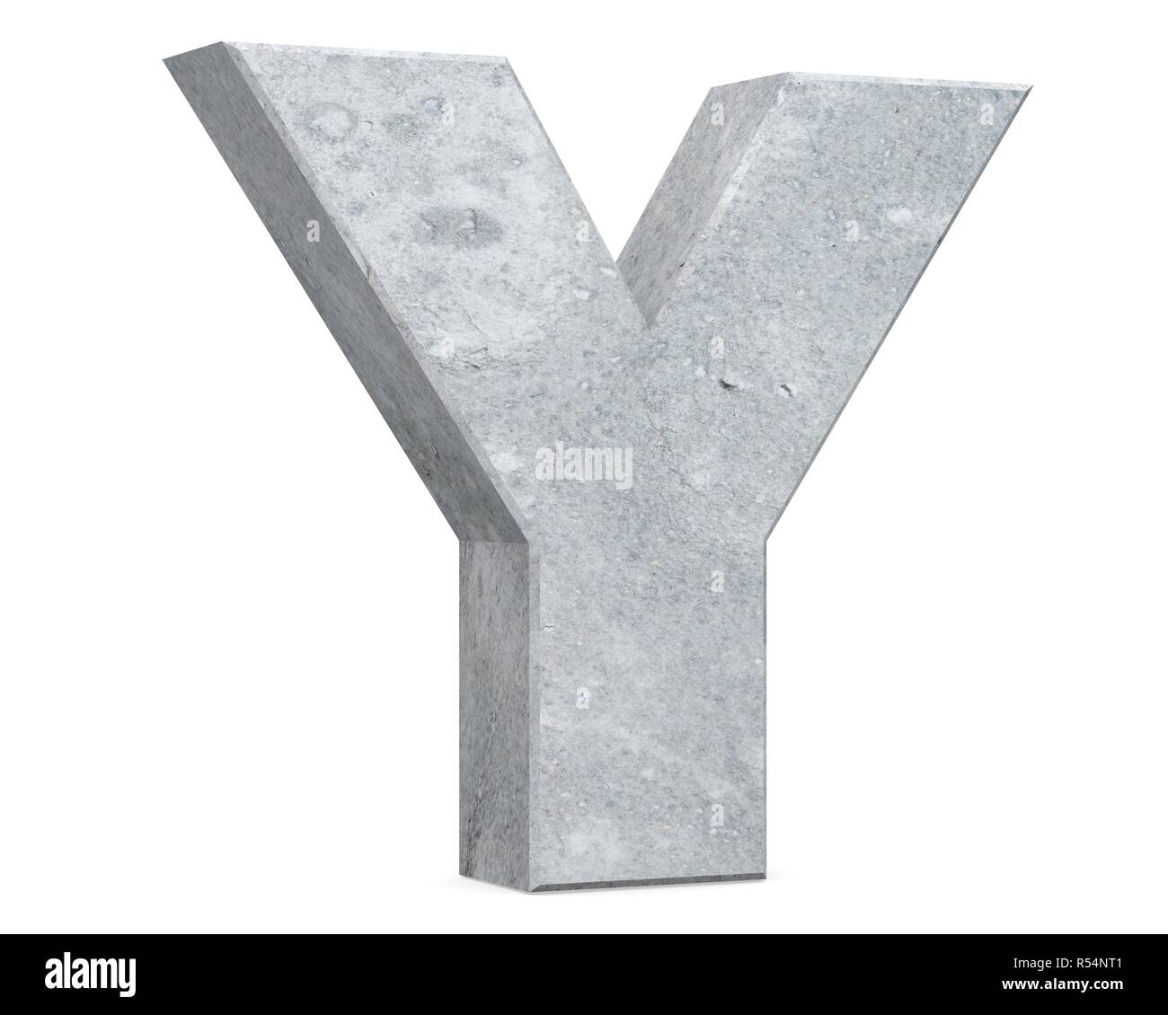 Concrete Capital Letter - Y isolated on white background . 3D render ...