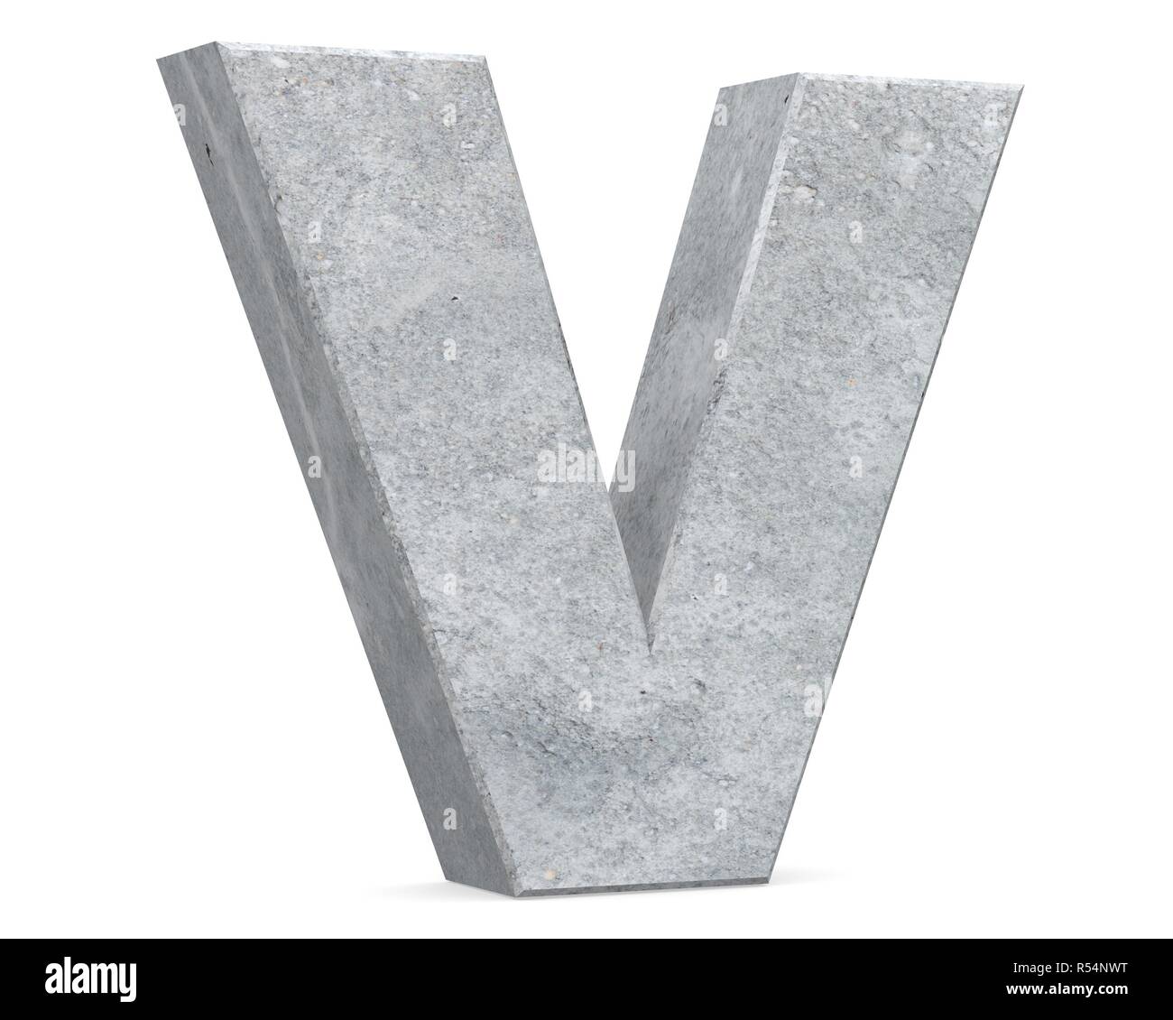 Concrete Capital Letter - V isolated on white background . 3D render ...