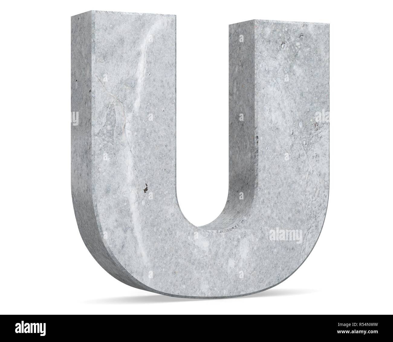 Concrete Capital Letter - U isolated on white background . 3D render ...