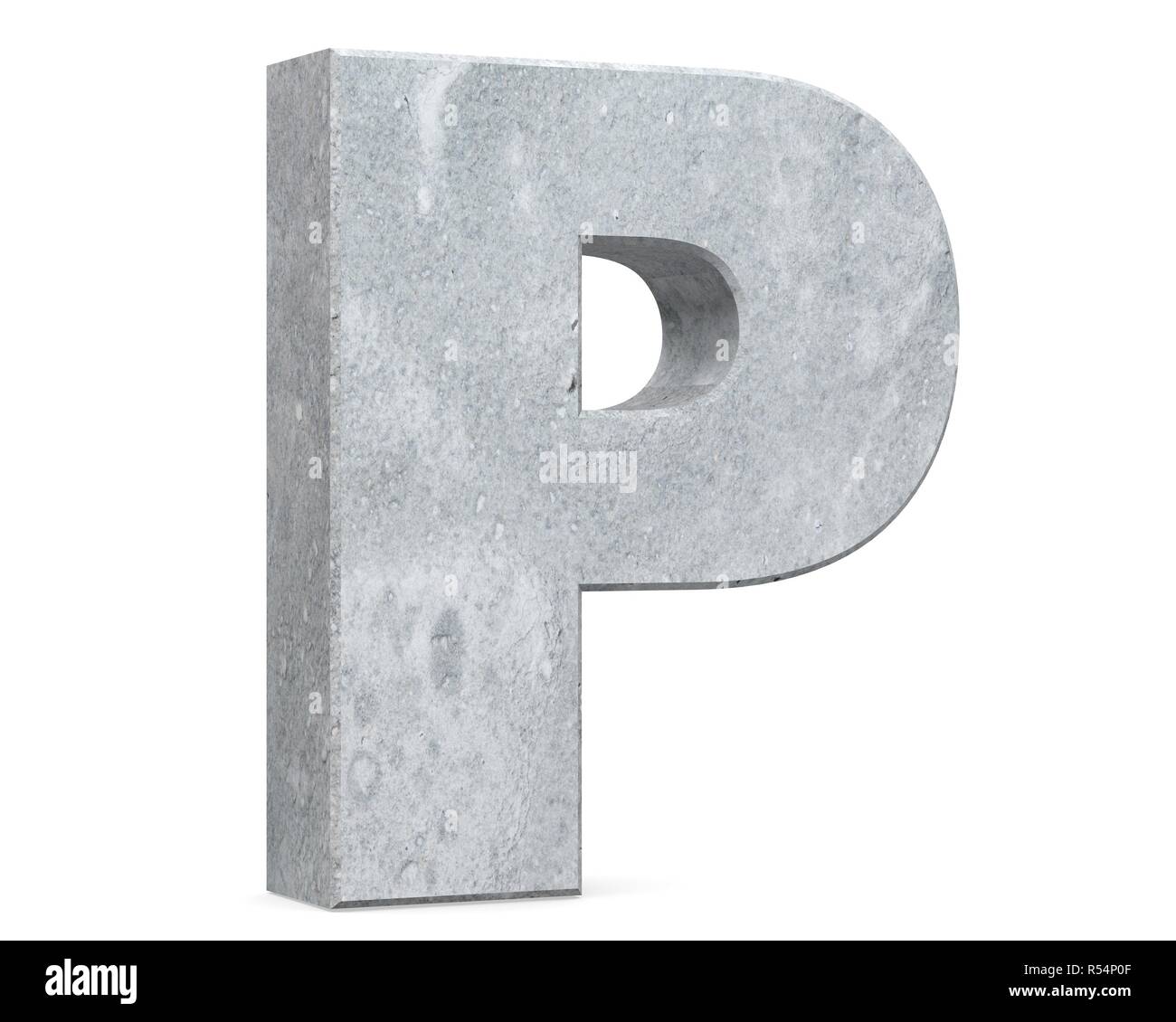 Concrete Capital Letter - P isolated on white background . 3D render ...
