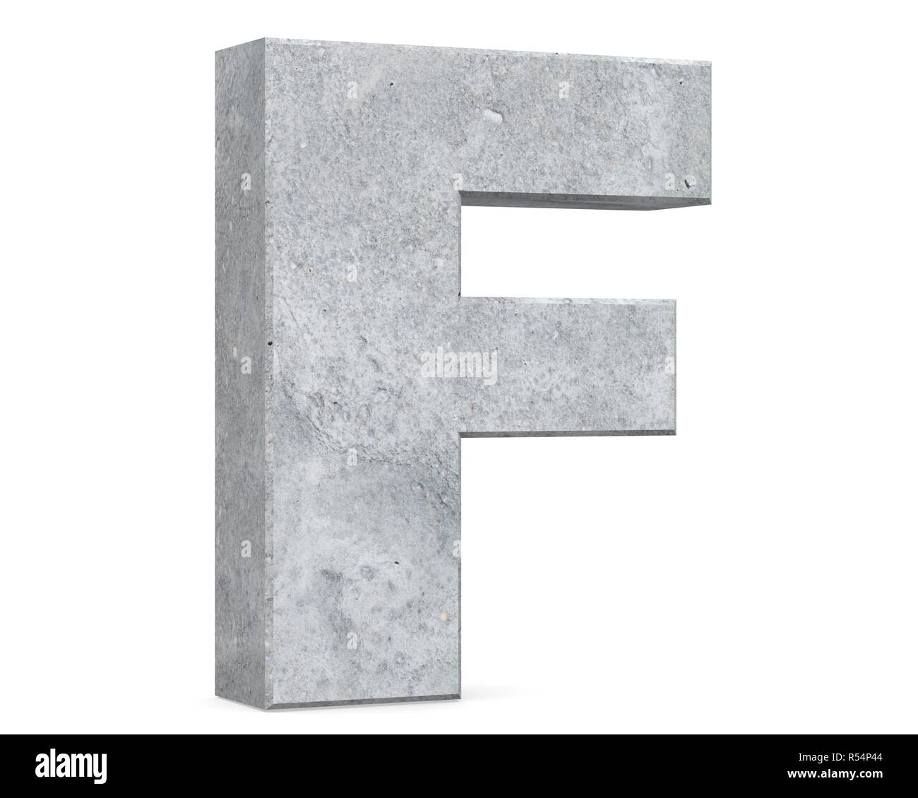 Concrete Capital Letter - F isolated on white background . 3D render ...