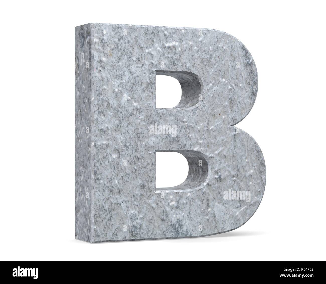 Concrete Capital Letter - B isolated on white background . 3D render ...