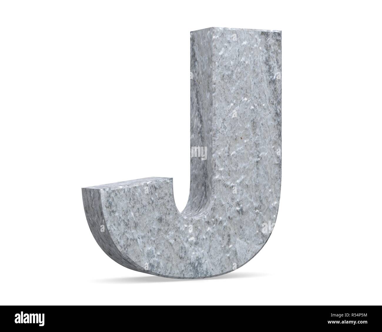 Concrete Capital Letter - J isolated on white background . 3D render ...