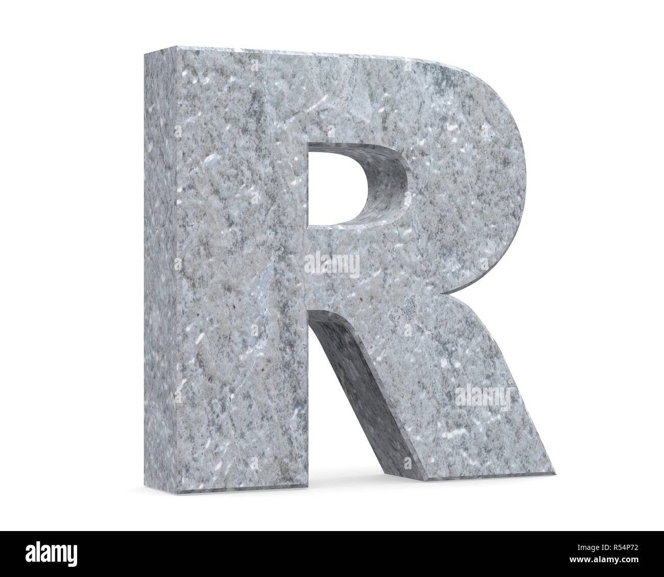 Concrete Capital Letter - R isolated on white background . 3D render ...