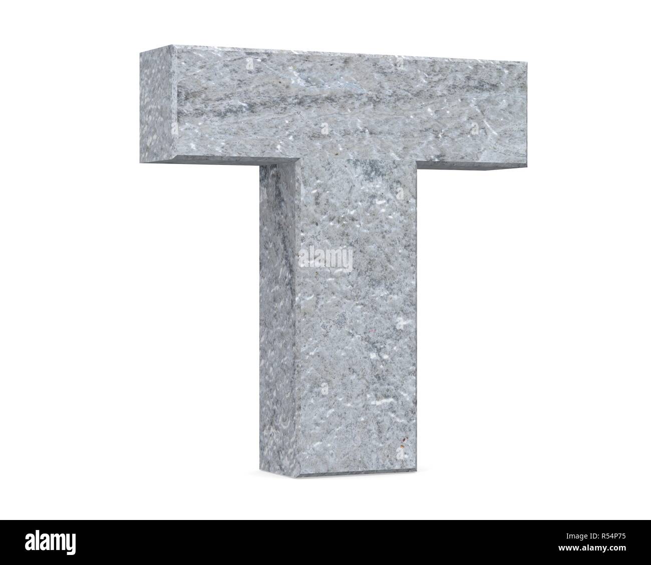 Concrete Capital Letter - T isolated on white background . 3D render ...