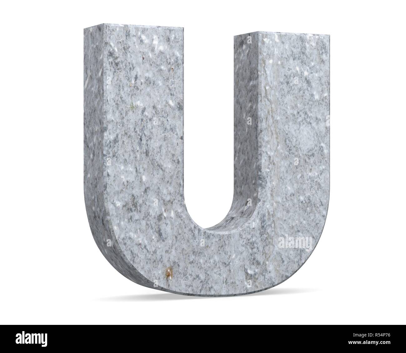 Concrete Capital Letter - U isolated on white background . 3D render ...