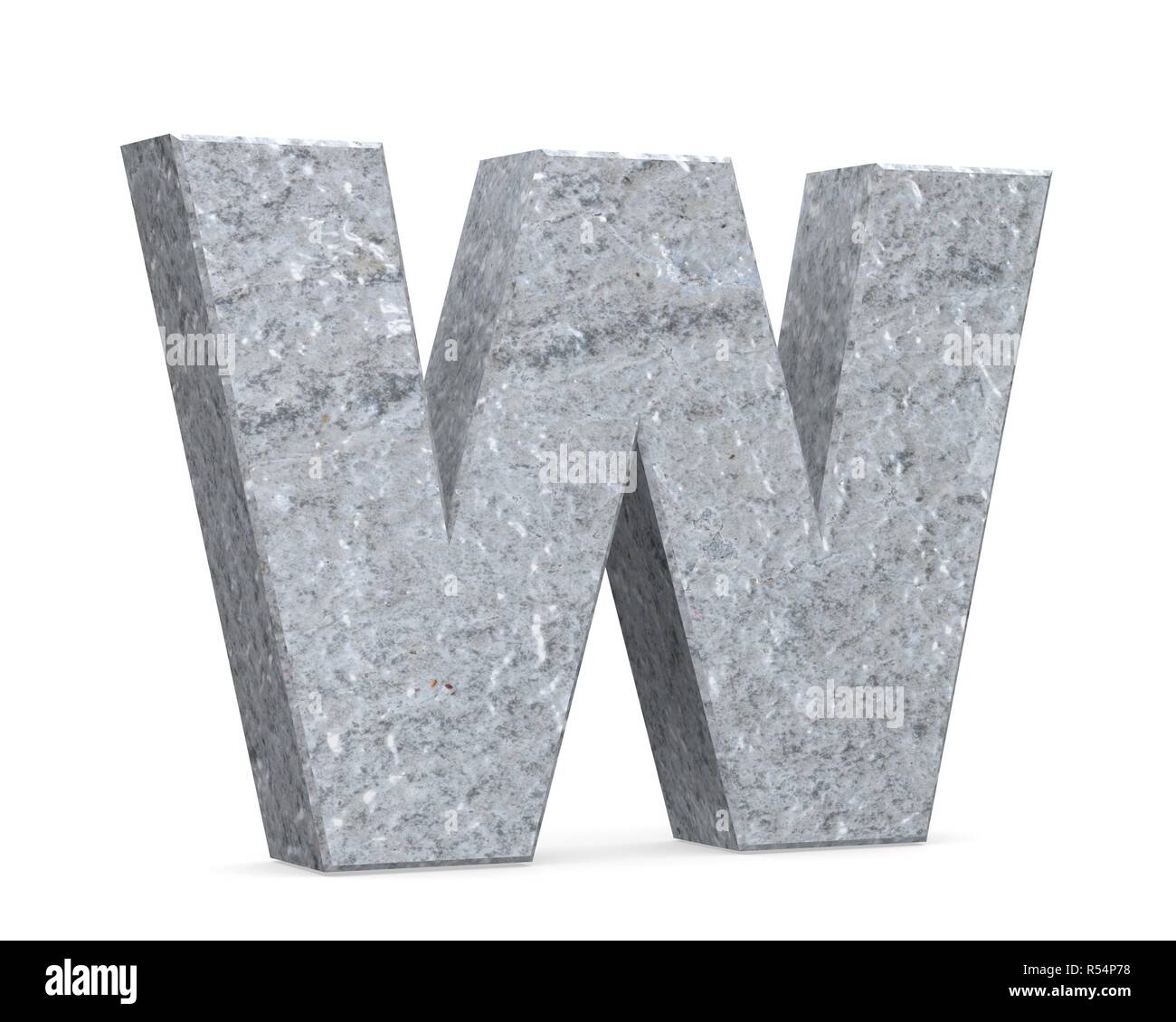 Concrete Capital Letter - W isolated on white background . 3D render ...