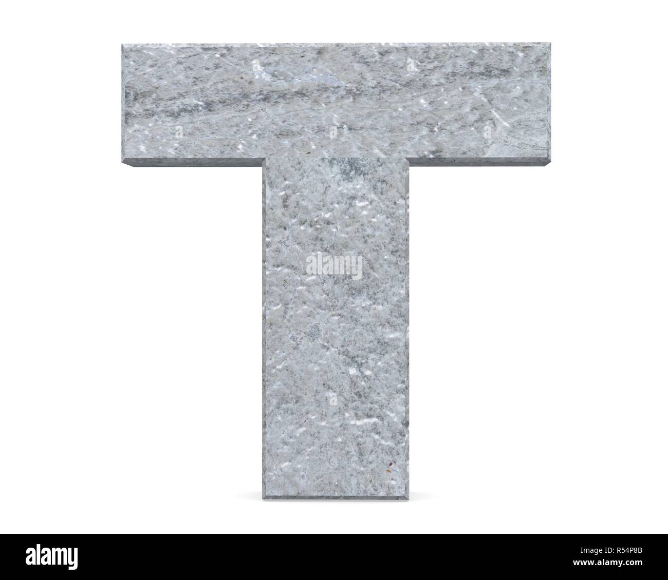 Concrete Capital Letter - T isolated on white background . 3D render ...