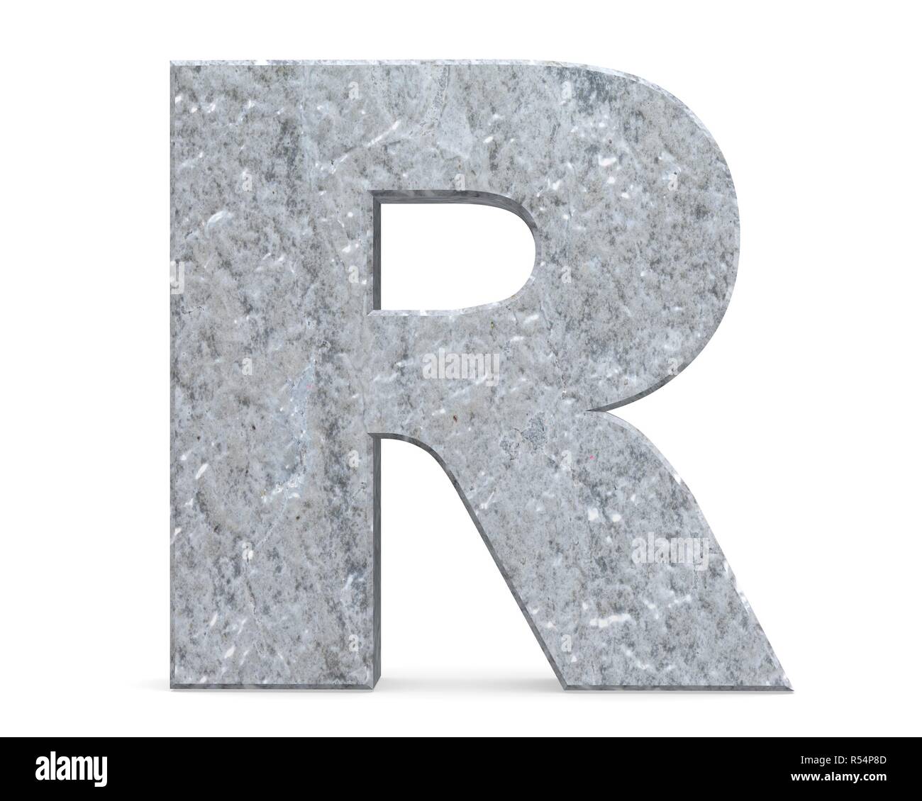 Concrete Capital Letter - R isolated on white background . 3D render ...